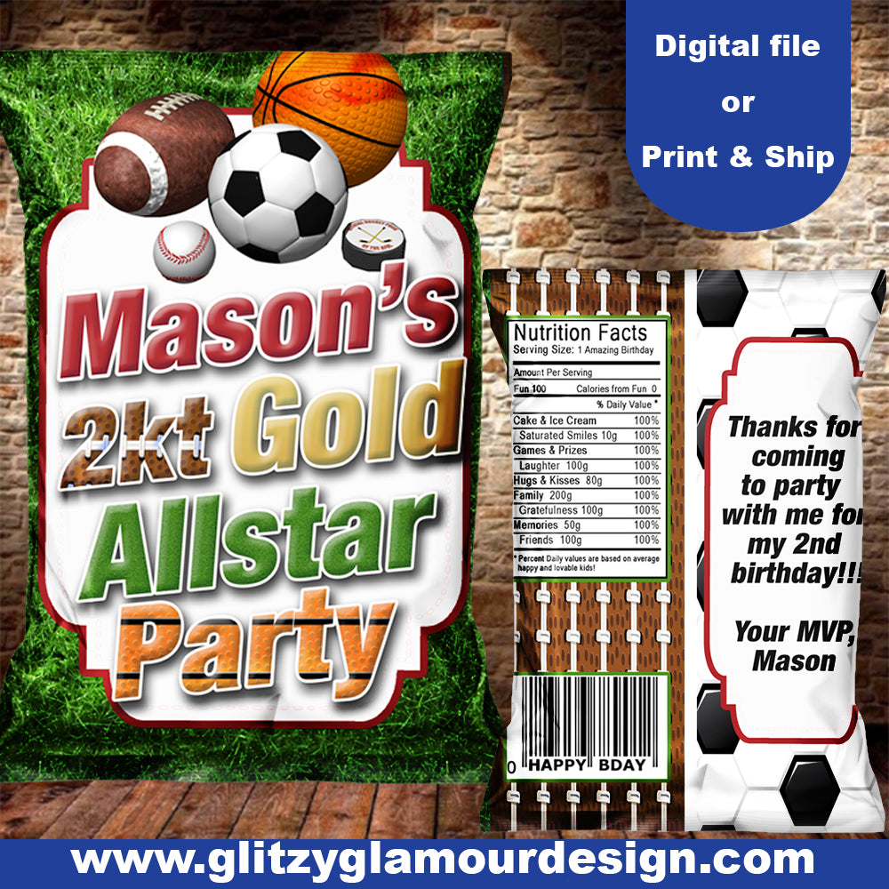 Sports Chip Bag – Glitzy Glamour Designs