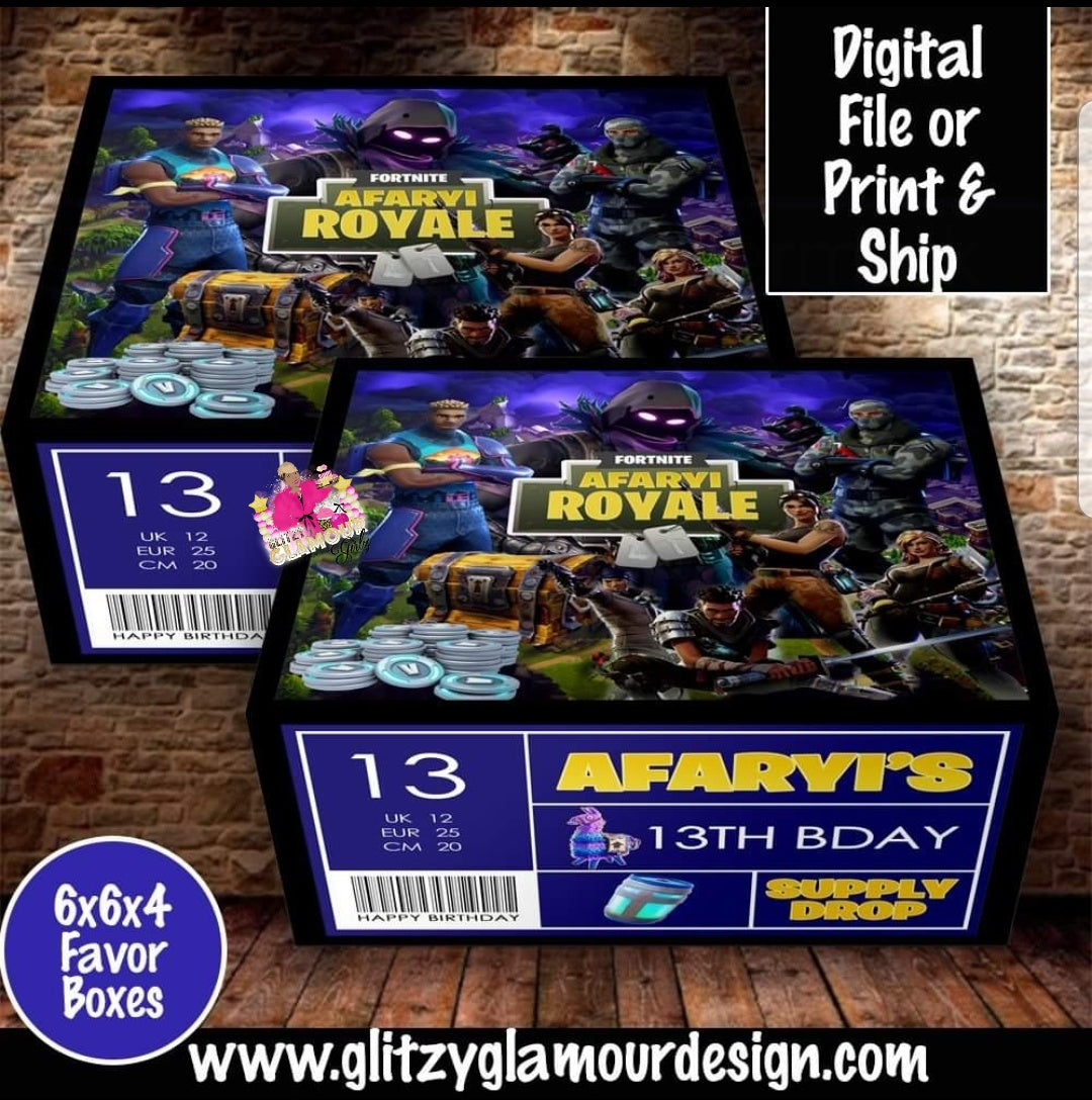 Fortnite Favor Box (6x6x4 size) (box only) – Glitzy Glamour Designs