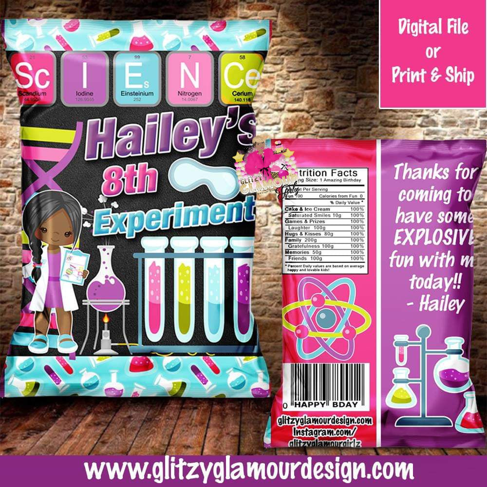 African American Girl Science Chip Bag – Glitzy Glamour Designs