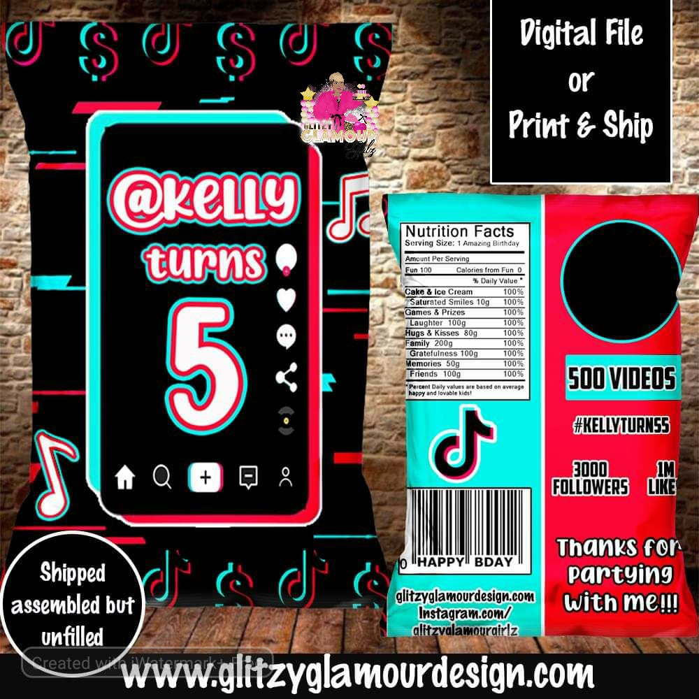 Tiktok/Tik Tok Chip Bag – Glitzy Glamour Designs